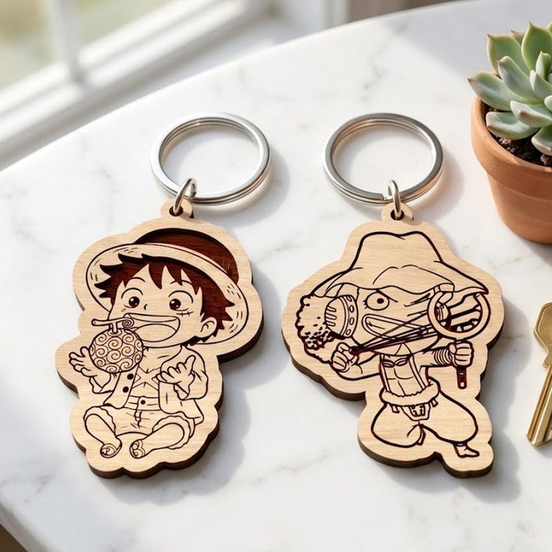 Chibi Straw Hat Crew Keychain Laser Cut Files, Anime Engrave Design ...