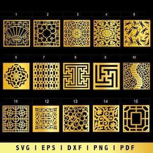 Square Geometric Patterns Panel Set Laser Cutting CNC Cutting Files ...
