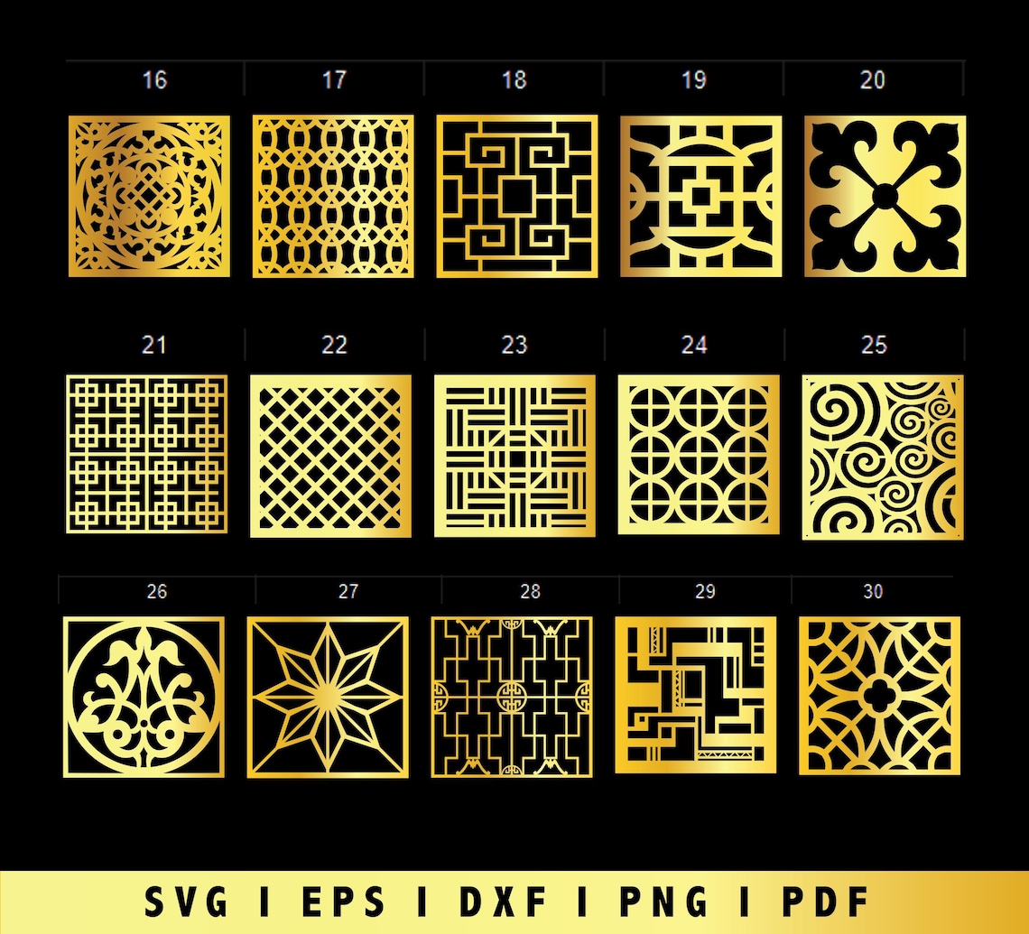 Square Geometric Patterns Panel Set Laser Cutting CNC Cutting Files ...