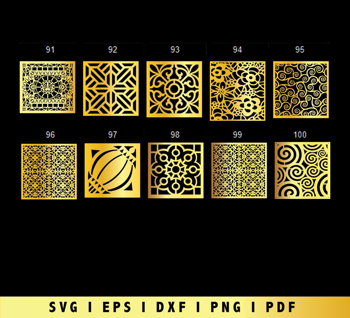 Square Geometric Patterns Panel Set Laser Cutting CNC Cutting Files ...