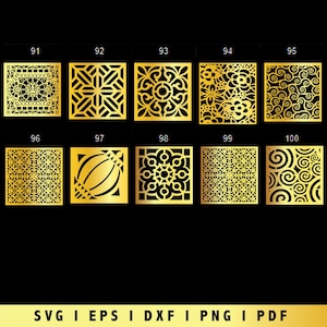 Square Geometric Patterns Panel Set Laser Cutting CNC Cutting Files ...