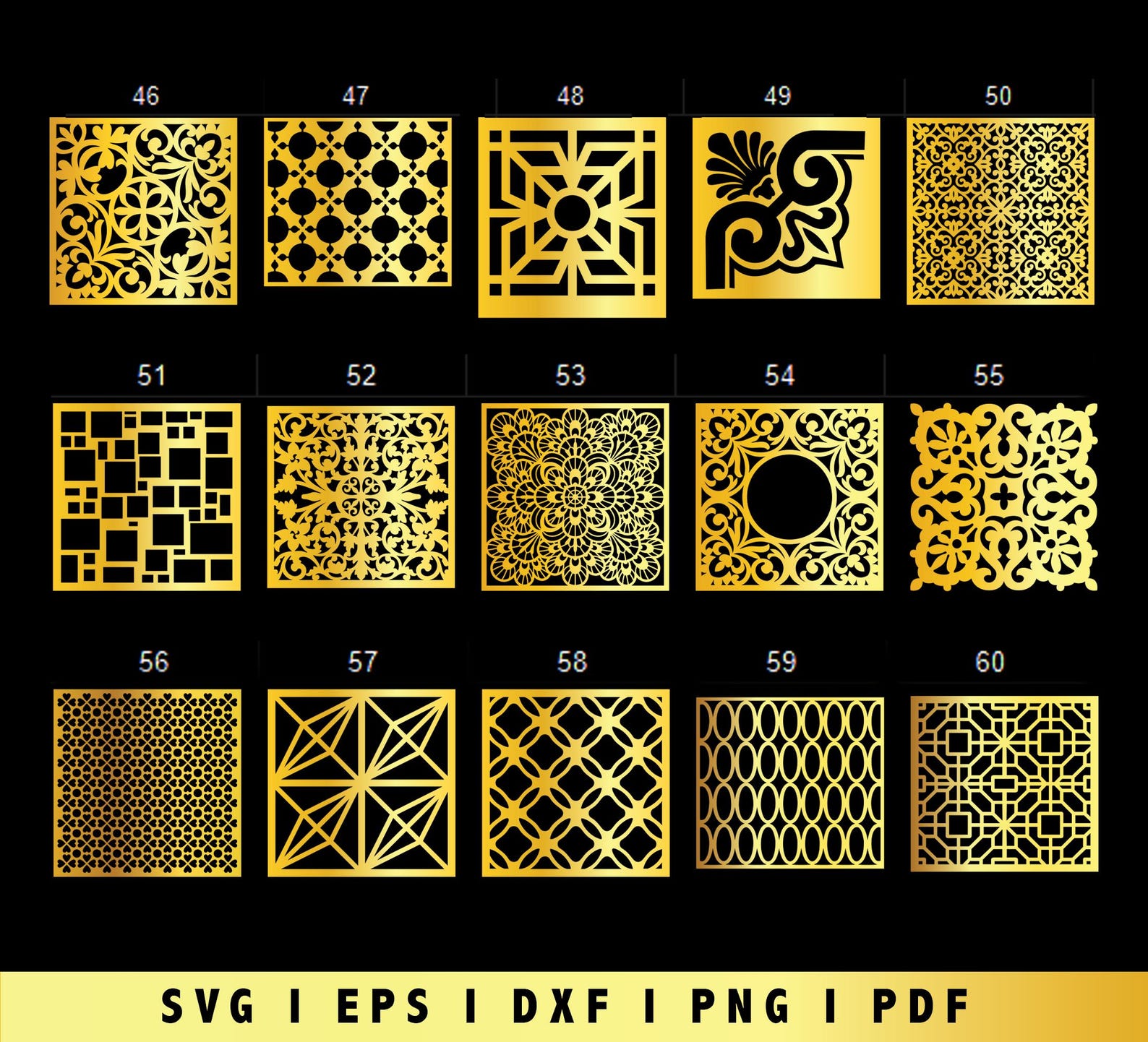 Square Geometric Patterns Panel Set Laser Cutting CNC Cutting Files ...