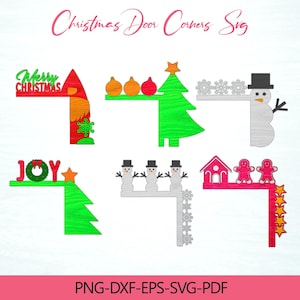 6 Christmas Door Hanger SVG, Christmas Door Corners SVG, Christmas SVG ...
