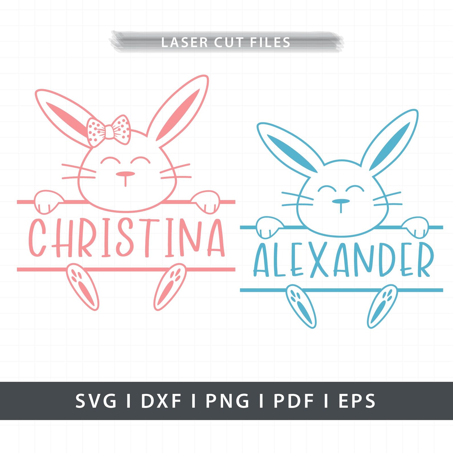 Easter Bunny Svg, Bunny Split Svg, Name Frame SVG, Easter Monogram SVG ...