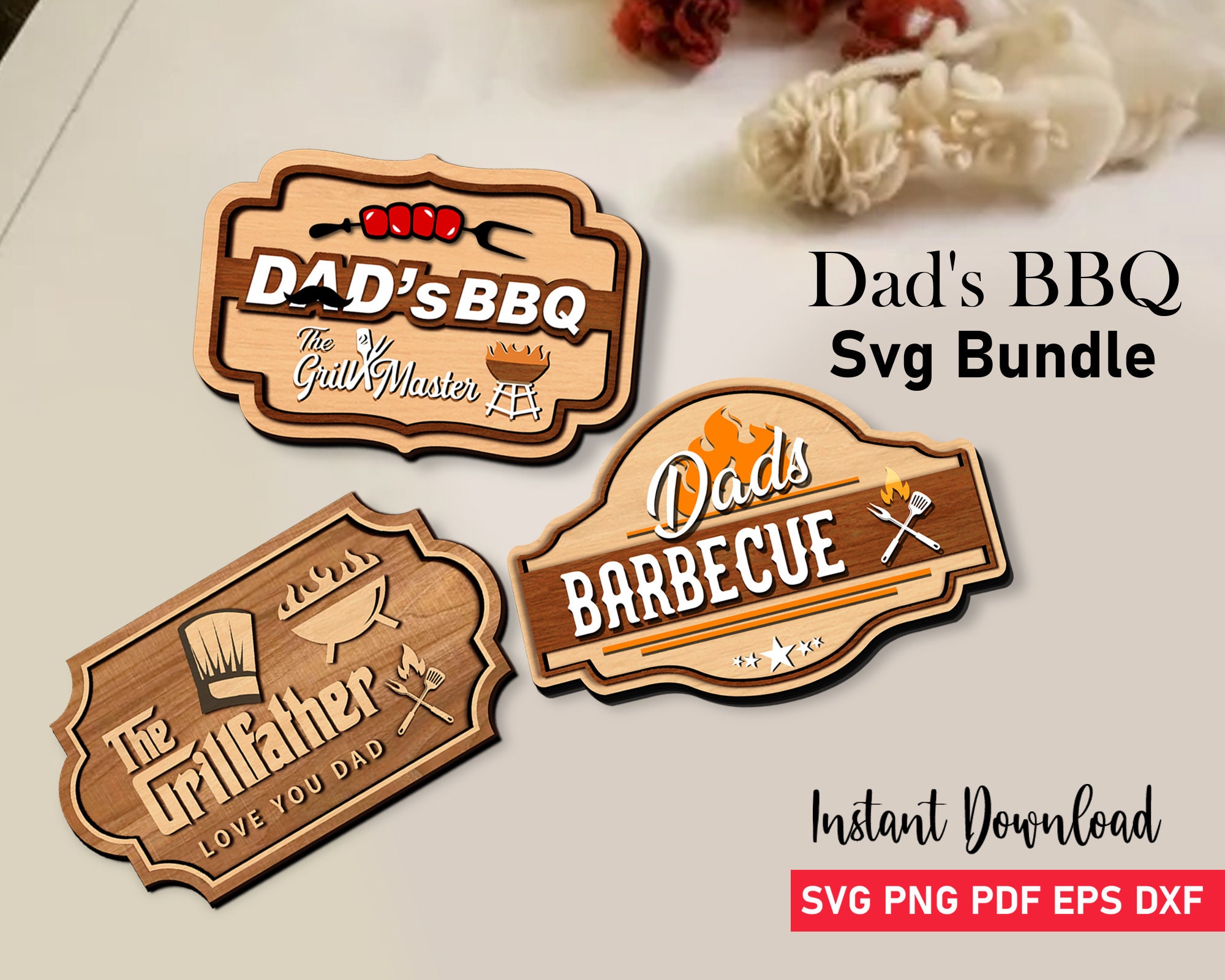Dad's BBQ Svg Bundle Laser Cut File for Glowforge, King of the Grill ...
