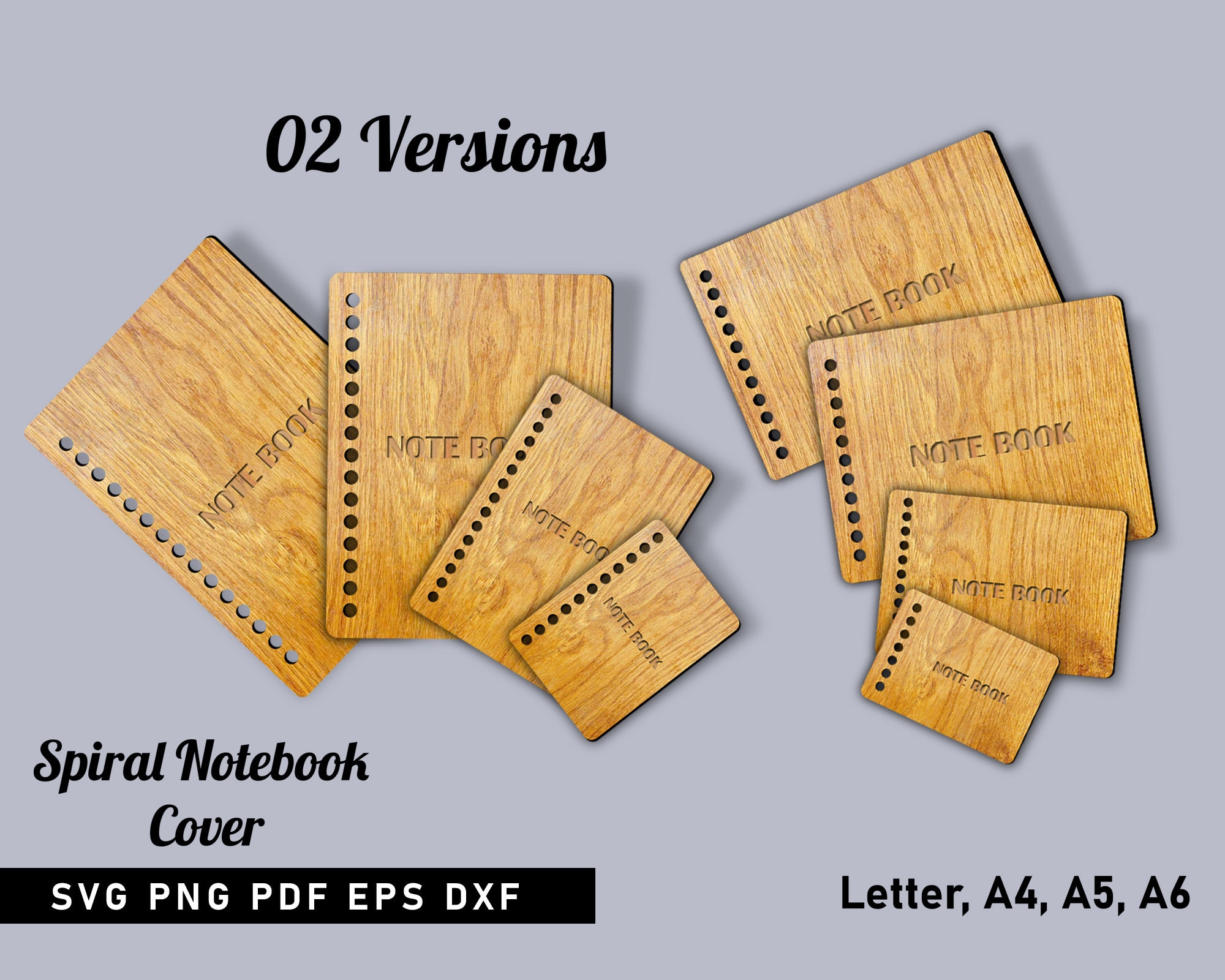 Spiral Notebook Cover Laser Cut Svg Template , Cricut Notebook Cover ...