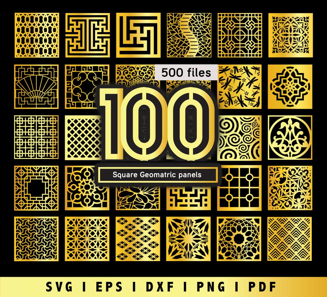 Square Geometric Patterns Panel Set Laser Cutting CNC Cutting Files ...