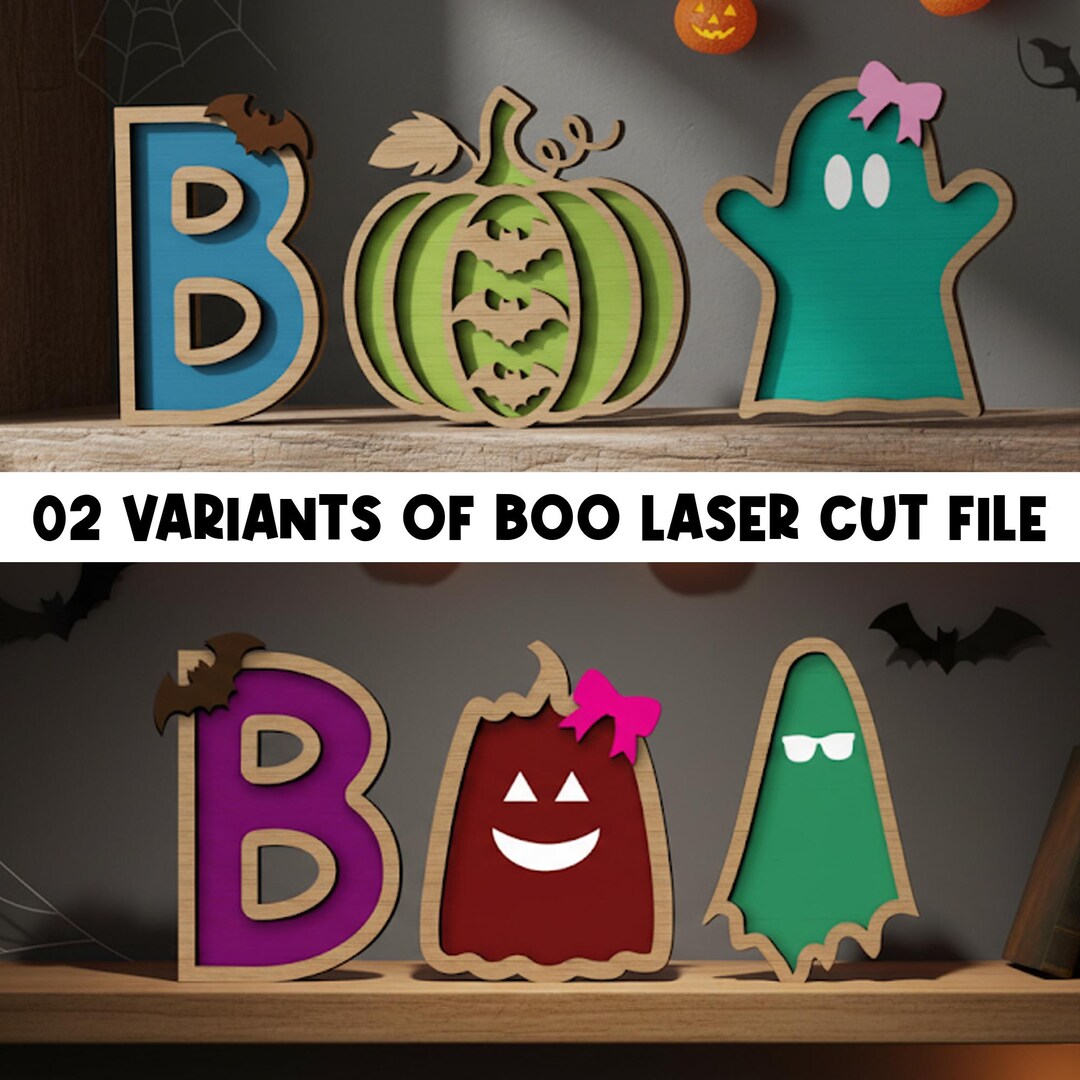 Halloween Boo Lasercut Files, Halloween BOO Shelf Sitter, Pumpkin Ghost ...