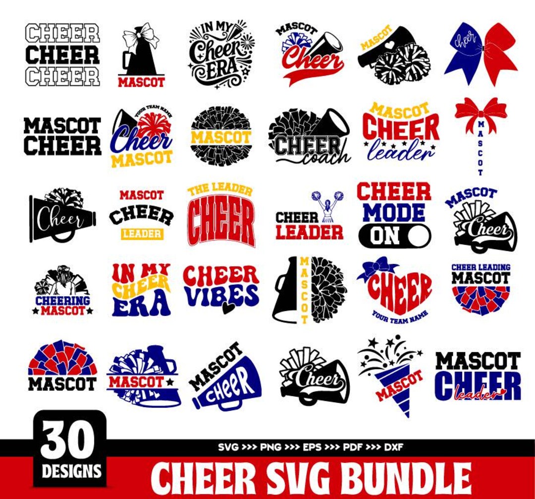 30 Cheer Team Svg Bundle, Custom Cheer Png, Mascot Cheer Leader, Custom ...