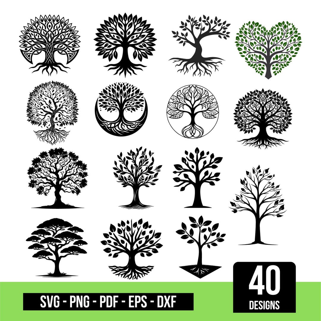 Tree Svg Bundle, Tree of Life Svg Bundle, Tree of Life Tshirt Svg, 40 ...
