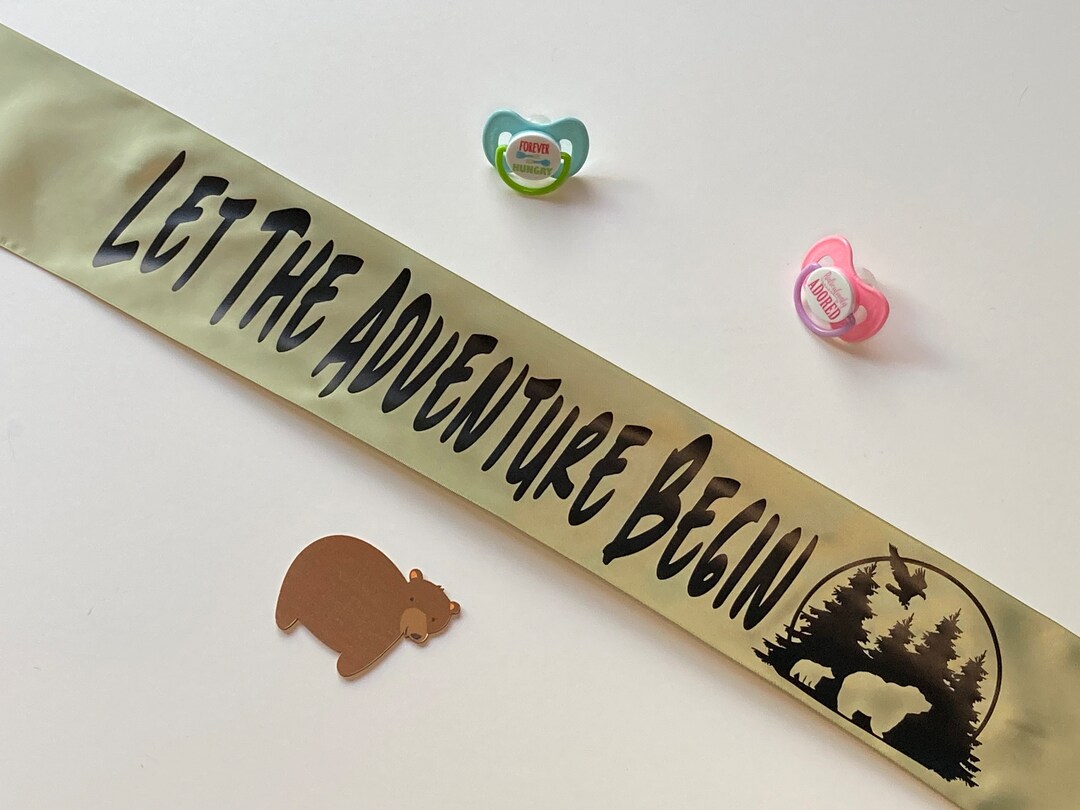 Baby Shower Sash, Let the Adventure Begin Sash, Baby Shower Gift, for ...