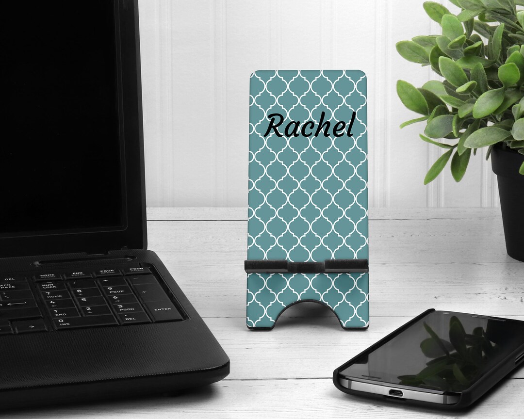 Green Trellis Pattern Phone Stand, Personalized Phone Stand, Great Gift ...