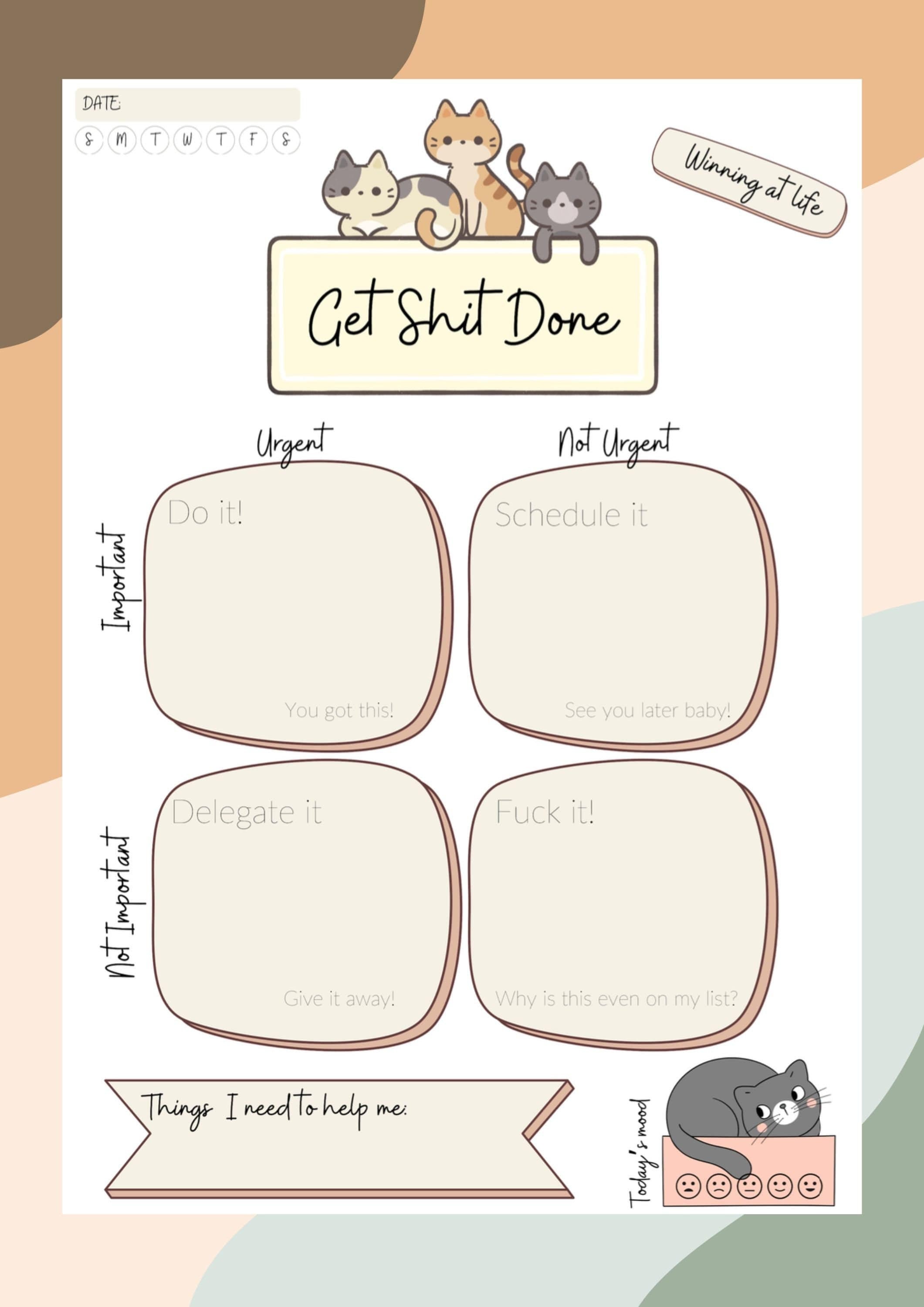 Get Shit Done Planner INSTANT DOWNLOAD - Etsy