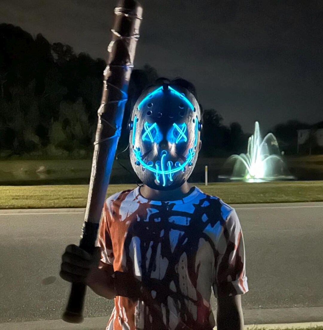 Jason Mask Costume Led Purge Mask Light up Scary Halloween Costumes ...
