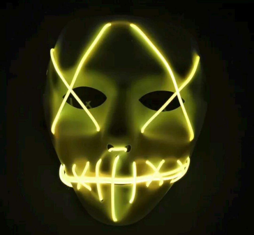 Halloween Clubbing Light up stitches LED Mask Costume Rave Cosplay ...