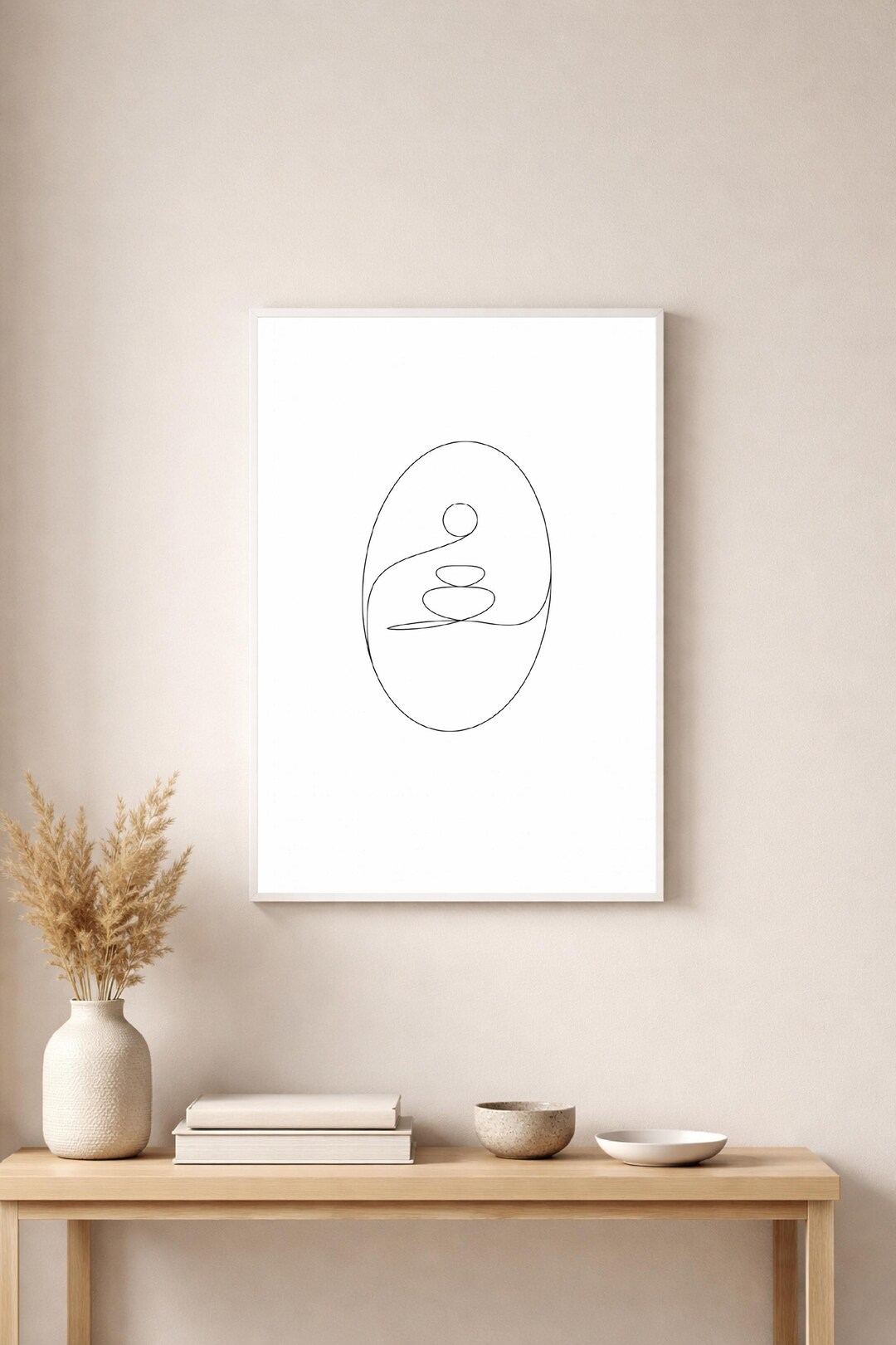 Abstract Zen Line Art Poster, Balance Stones Continuous Line Drawing ...
