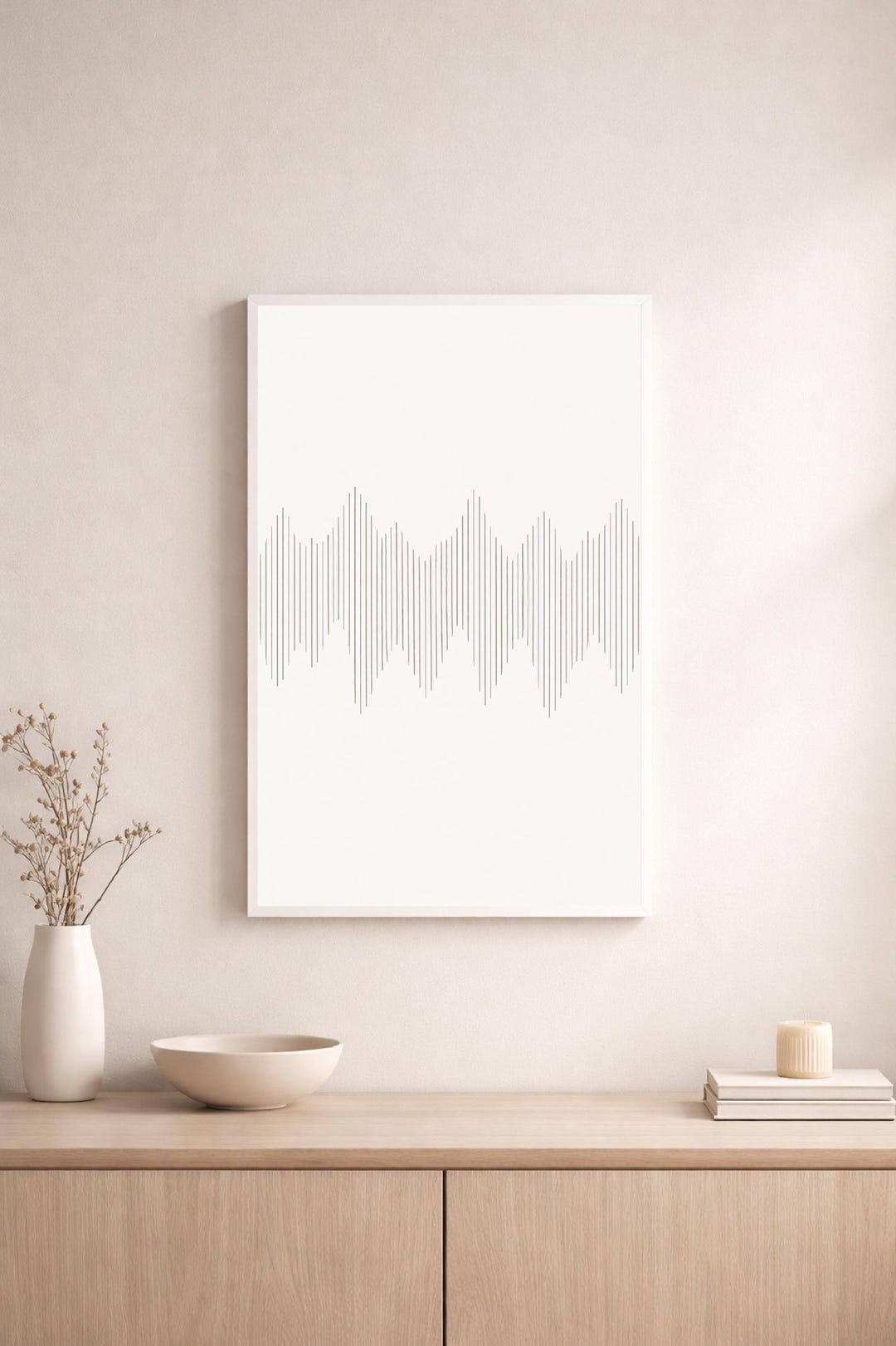 Abstract Vertical Line Art Poster, Minimal Waveform Lines, Scandinavian ...