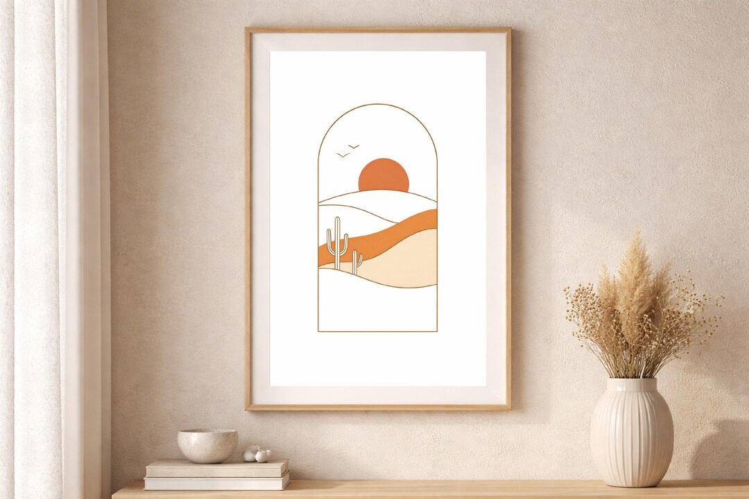 Boho Desert Sunset Wall Art Printable, Arch Landscape Poster, Neutral ...
