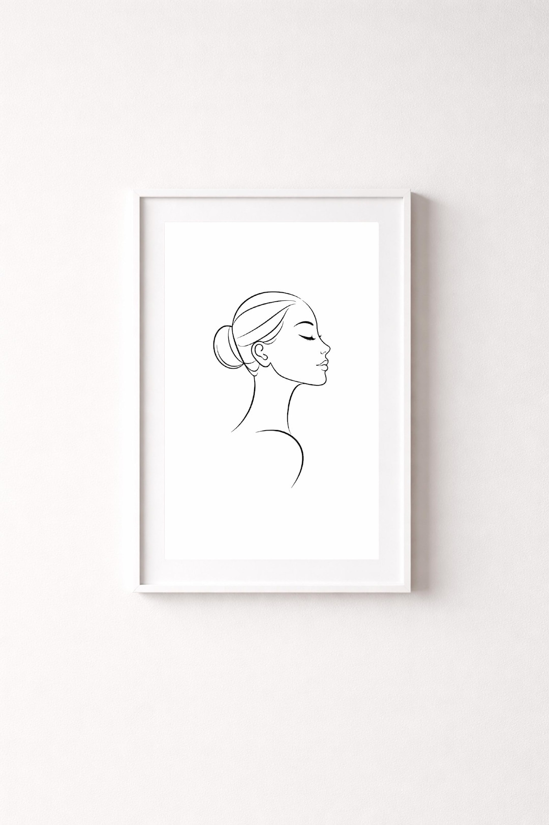 Minimal Woman Side Profile Line Art Print, Scandinavian Female Portrait ...
