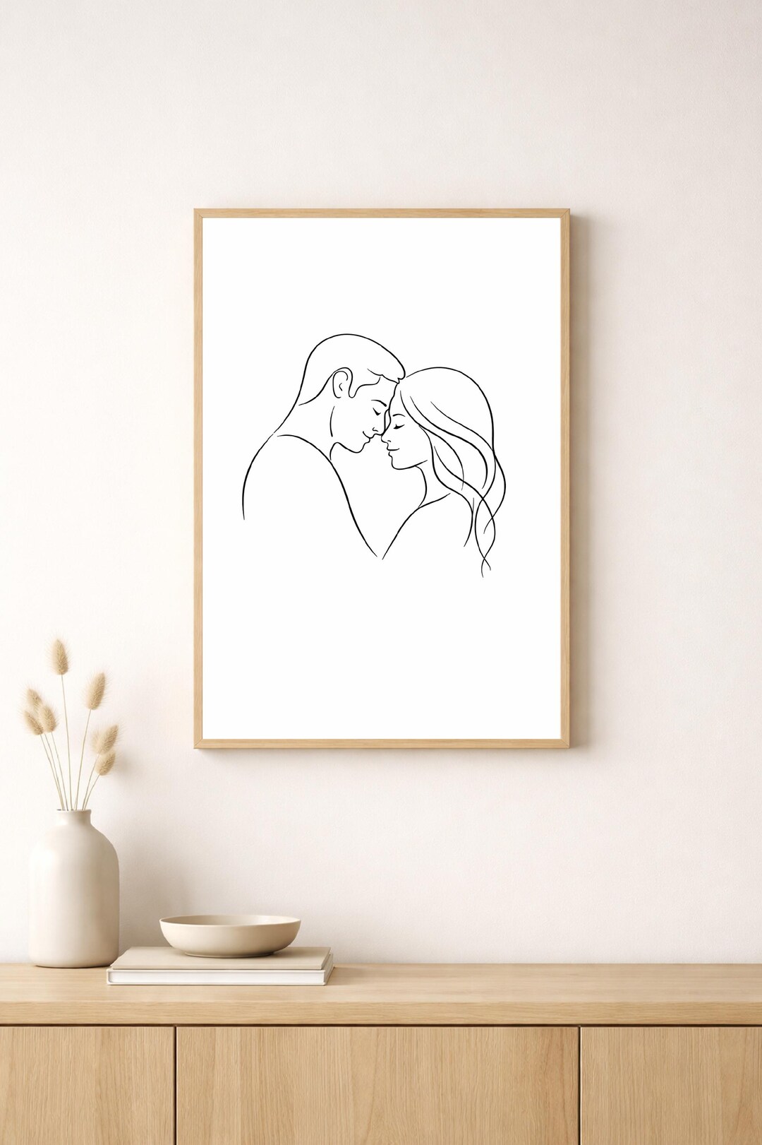 Minimal Intimate Couple Line Art Print, Romantic Love Wall Art ...