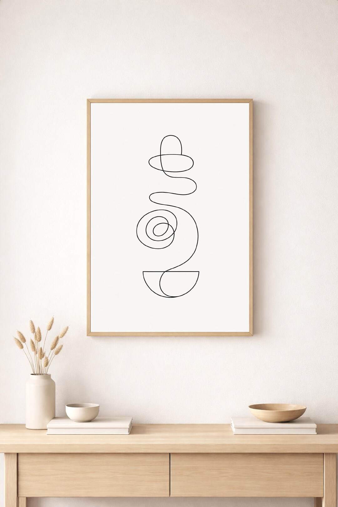 Minimal Abstract Line Art Poster, Continuous Black Line Drawing, Modern ...