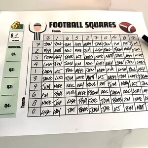 Fun Football Party Squares Game 100 Chances Win Squares Printable ...