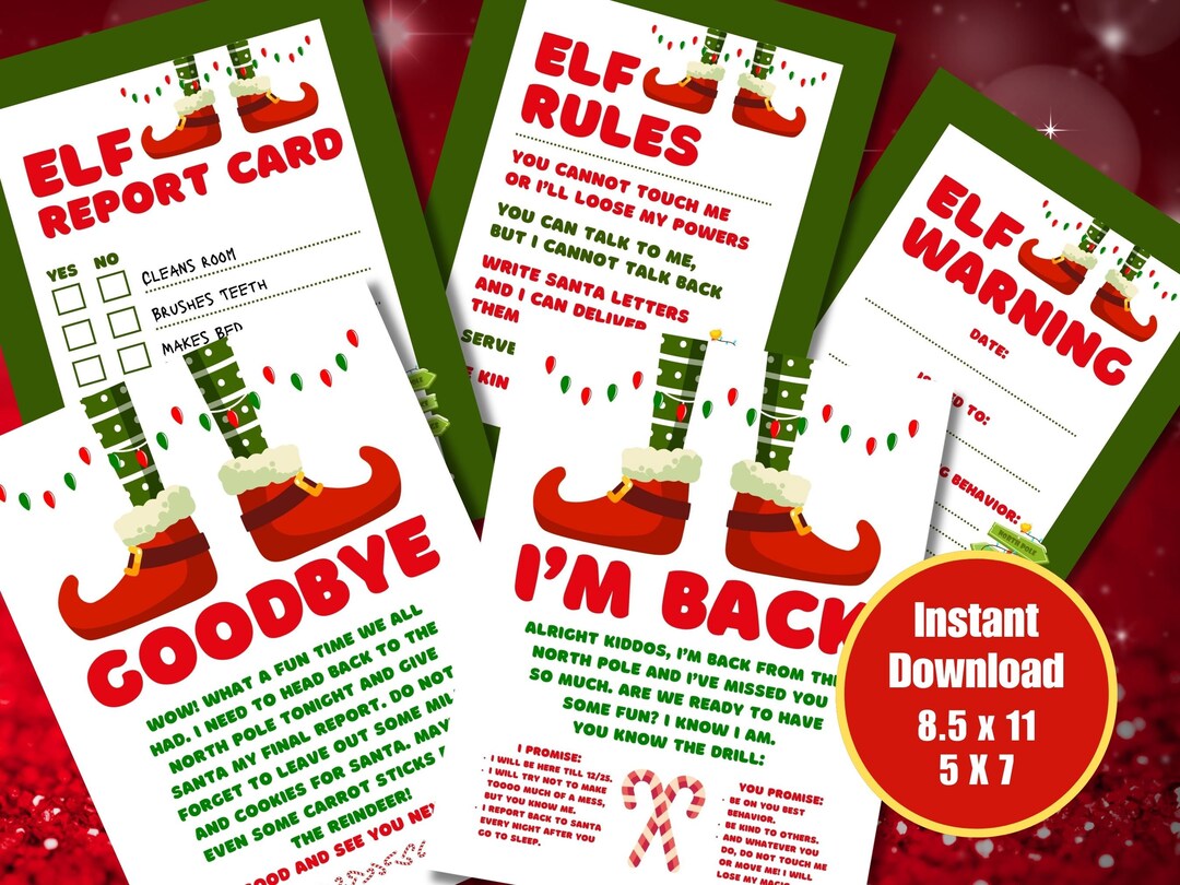 Elf Arrival Kit: I'm Back Letter, Rules, Report Card (digital Download ...