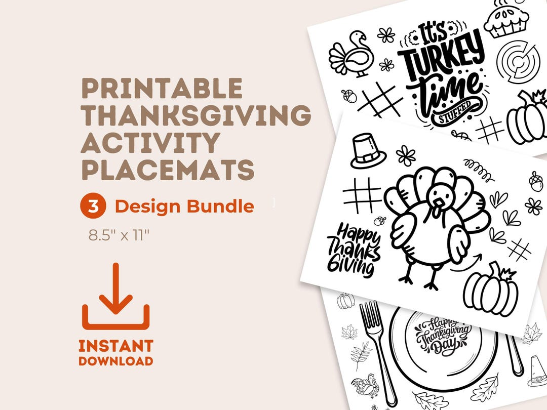 Fall Printable Activity Bundle for Kids, Digital Download Thanksgiving ...