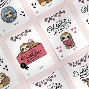 Sloth Valentine Printable Cards for Kids, February 14th Vday Classroom ...