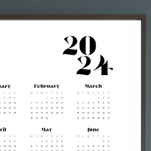 2024 Digital Download Printable Wall Calendar, Desktop Black & White ...