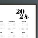 2024 Digital Download Printable Wall Calendar, Desktop Black & White ...