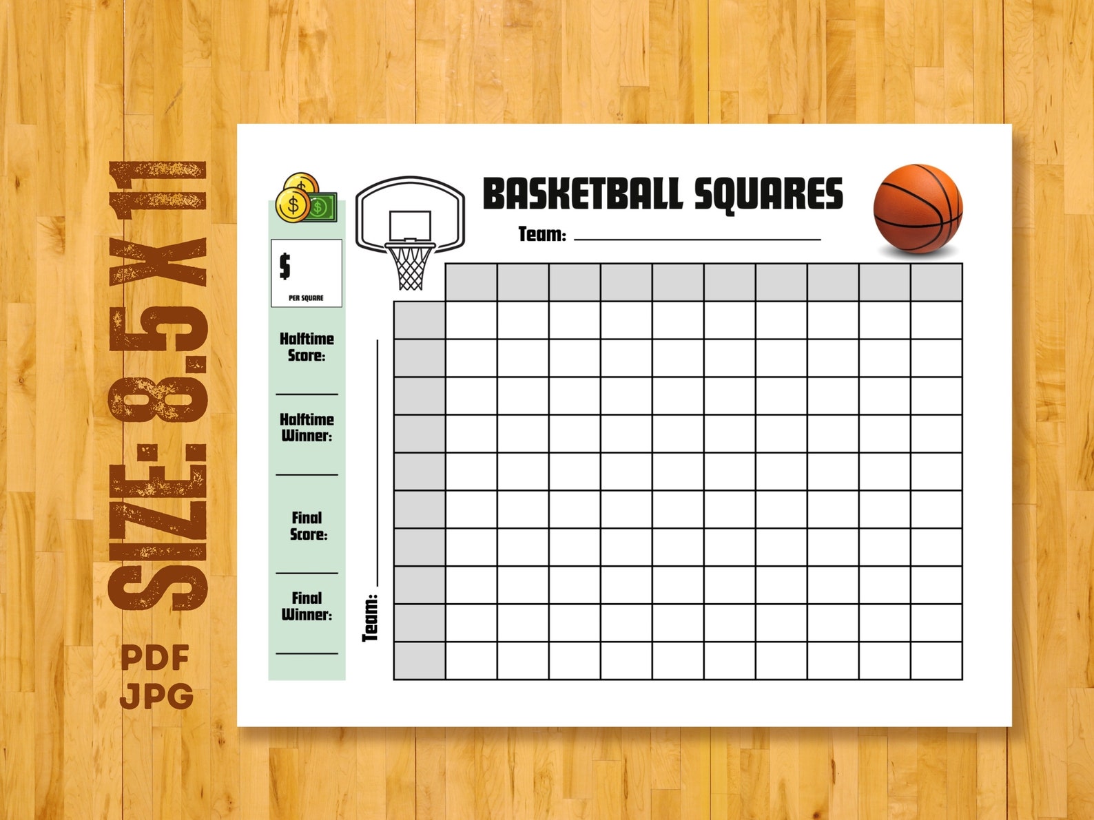 Basketball Squares Printable, College Bball Tournament Digital Download ...