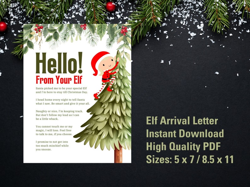 Elf Arrival Letter Printable: Christmas Welcome Announcement (digital ...