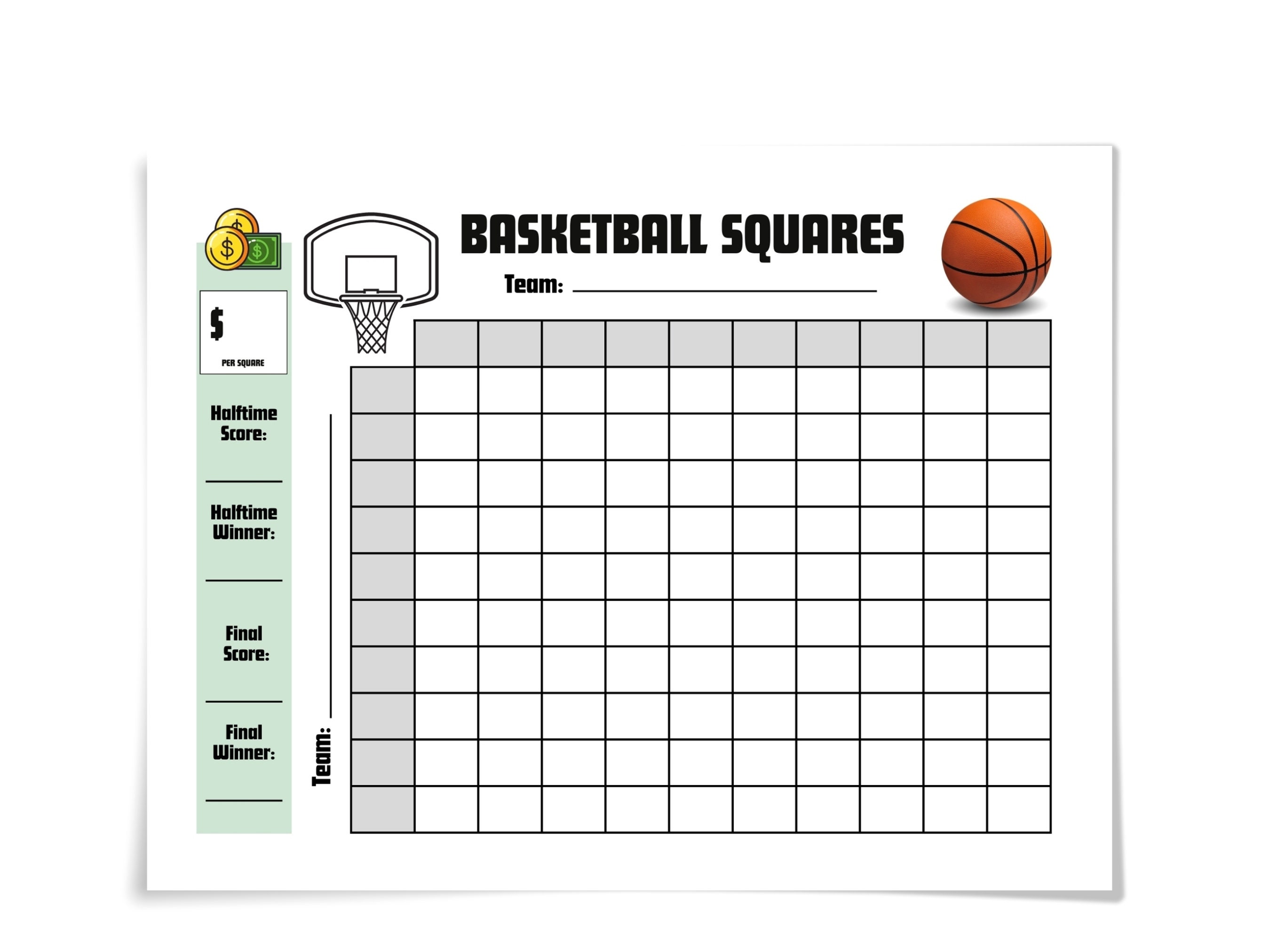 Basketball Squares Printable - College Basketball Tournament ...