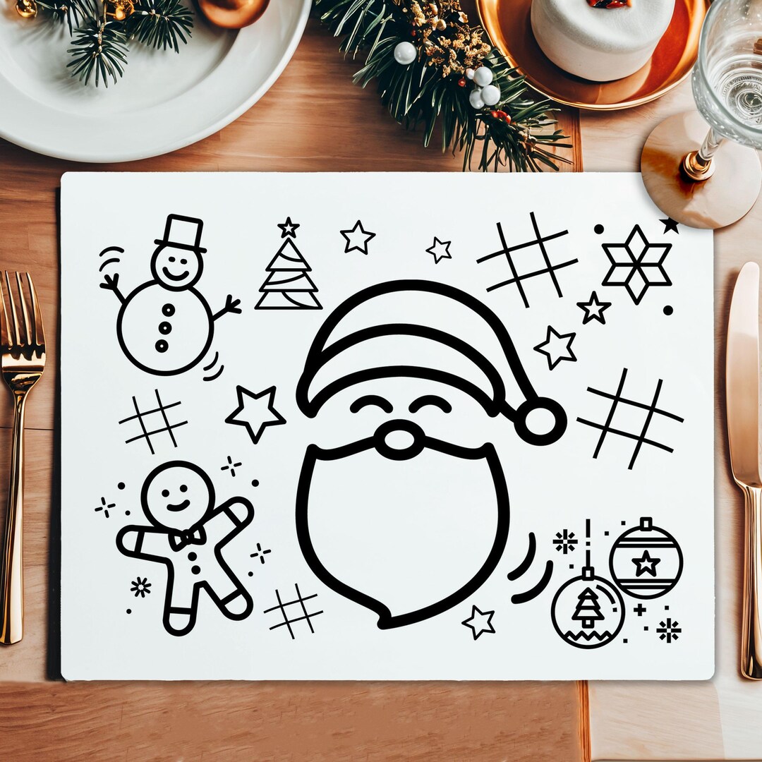 Christmas Activity Placemat Printable, Kids Holiday Coloring Page (PDF ...