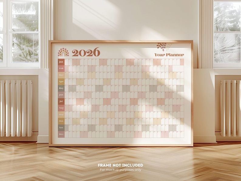 2026 Boho Minimalist Wall Calendar, Horizontal Year at at Glace ...