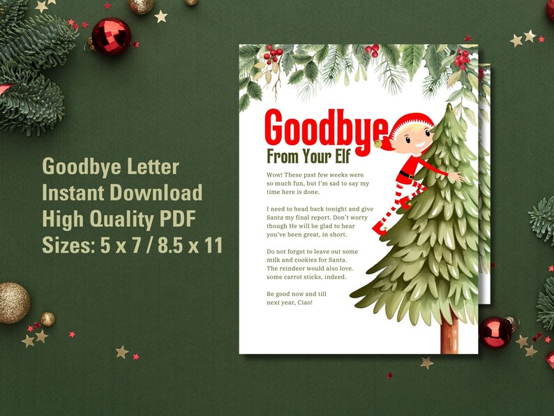 Elf Goodbye Letter Printable, Holiday Tradition (digital Download) - Etsy
