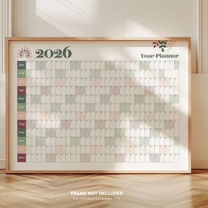 2026 Boho Minimalist Wall Calendar, Horizontal Year at at Glace ...