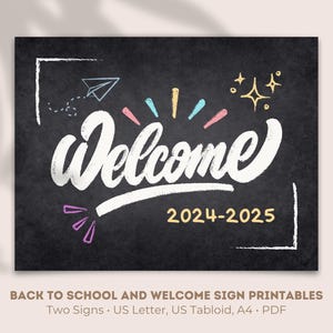 Back to School and Welcome Sign Printables, 24-25 Digital Downloadable ...
