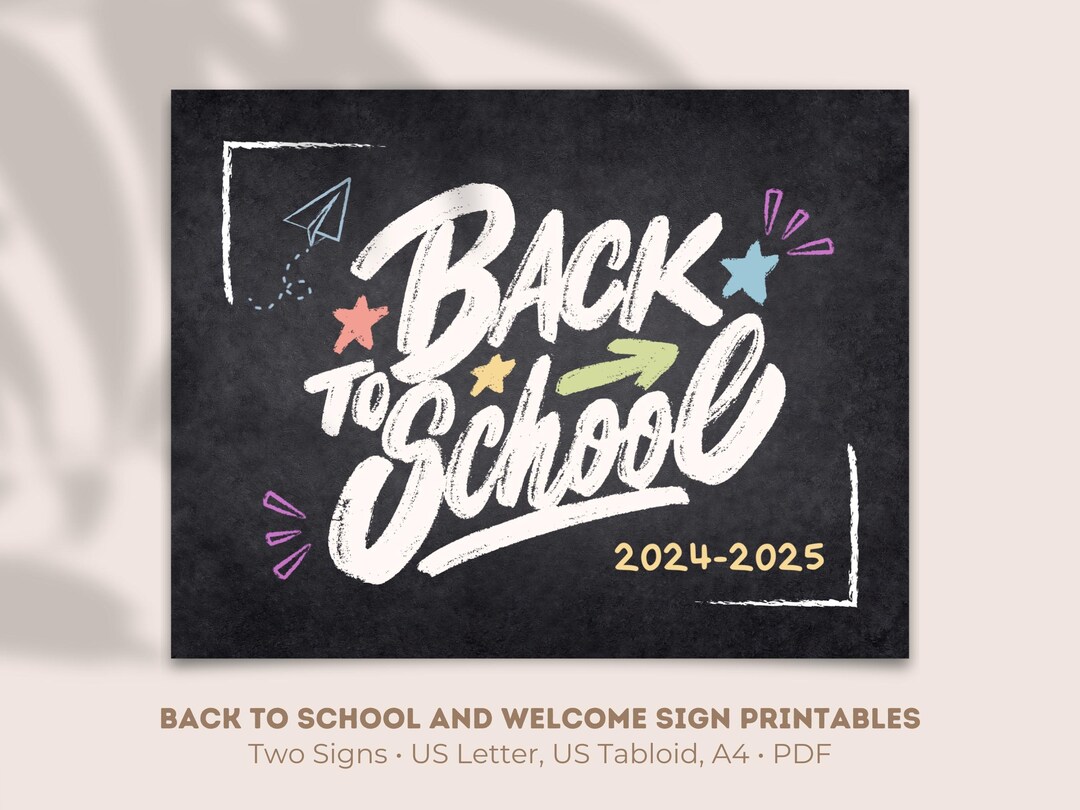 Back to School and Welcome Sign Printables, 24-25 Digital Downloadable ...