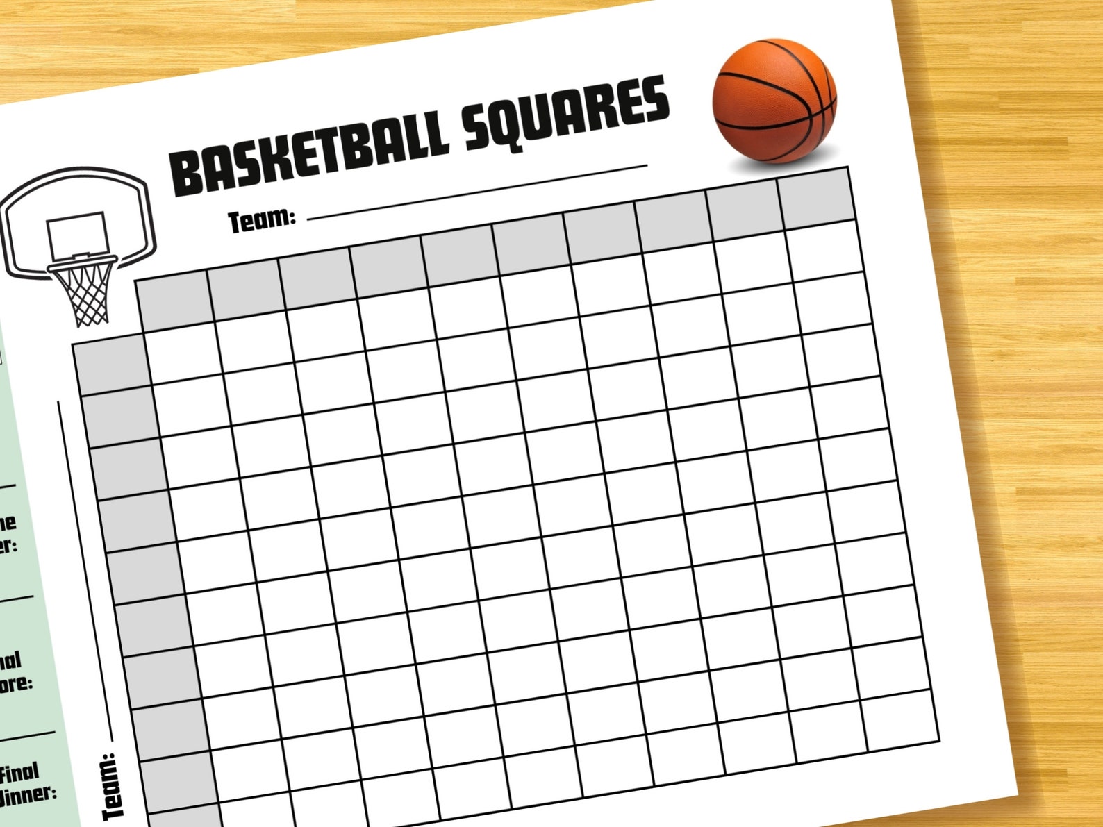 Basketball Squares Printable - College Basketball Tournament Fundraising Game - 100 Chances to ...