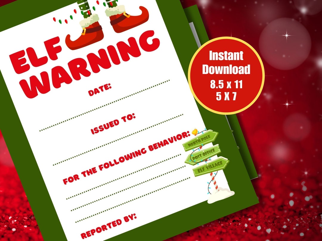 Printable Elf Warning Letter, Digital Download, Elf Mischief Warning ...