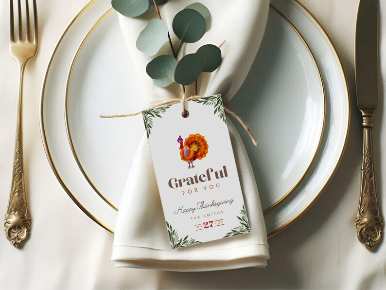Editable Thanksgiving Gift Tag Template: Grateful for You Favor Labels ...