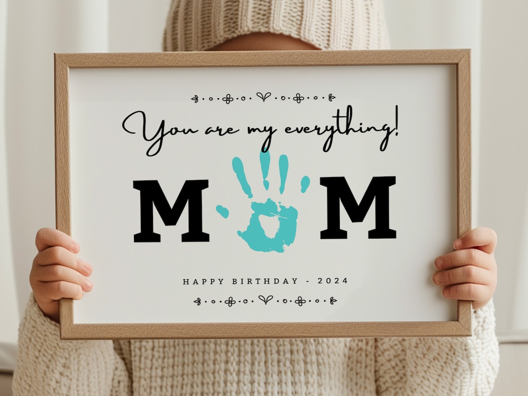 Birthday Handprint Card for Mom, Printable Craft DIY Activity, Keepsake ...