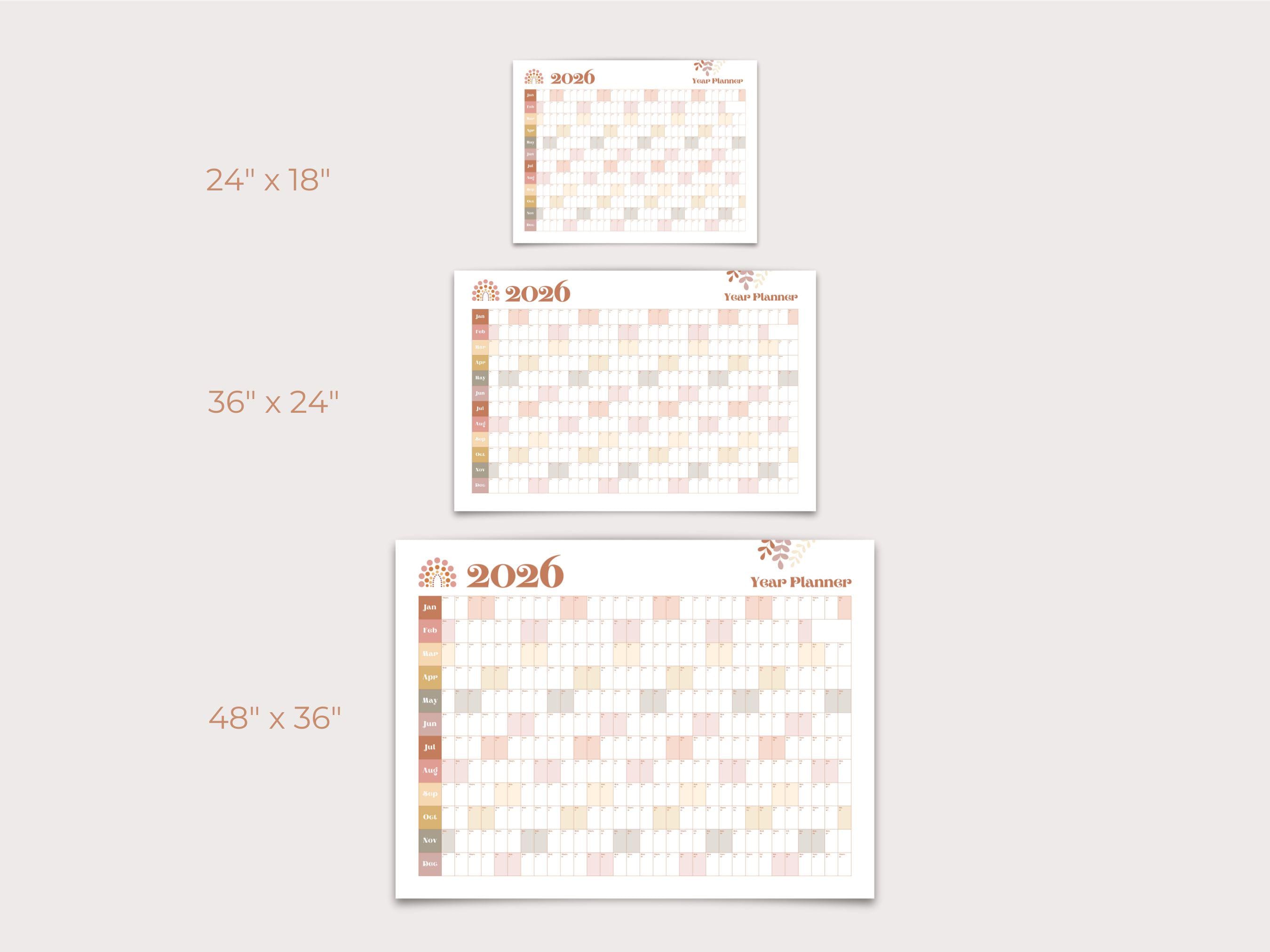 2026 Boho Minimalist Wall Calendar, Horizontal Year at at Glace ...