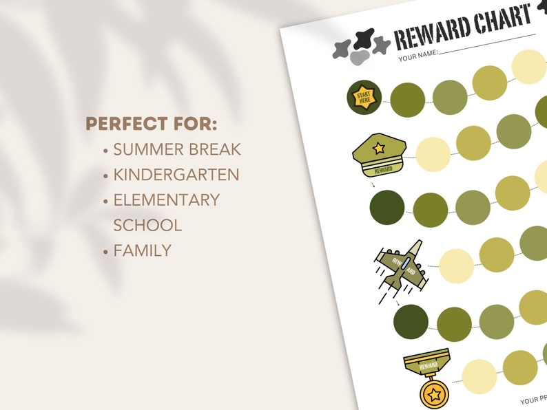 Army Reward Chart Printable Behavior Tracking for Preschool Kids Chore ...