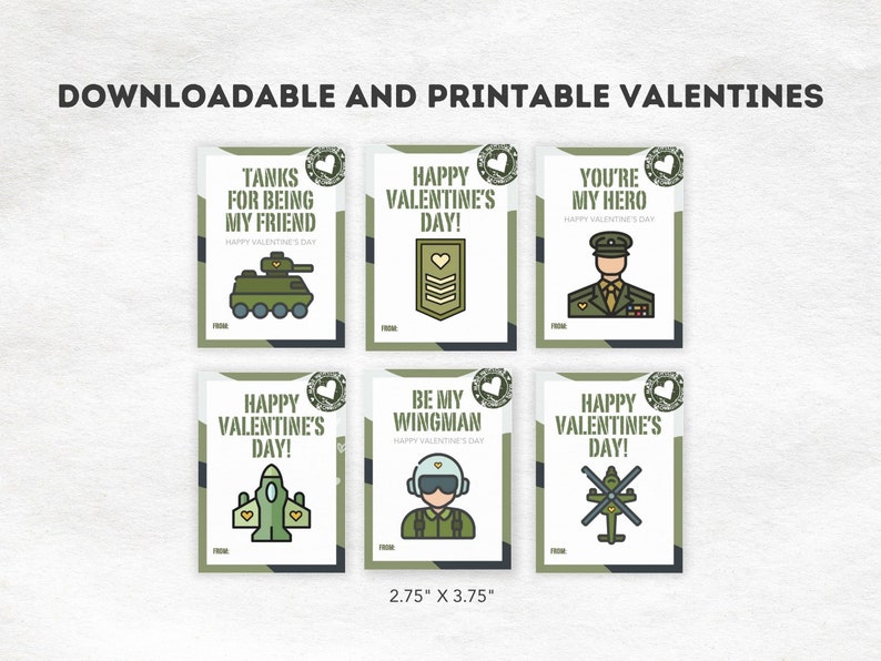 Army Men Valentines Printable for Kids, Military Classroom Valentine ...