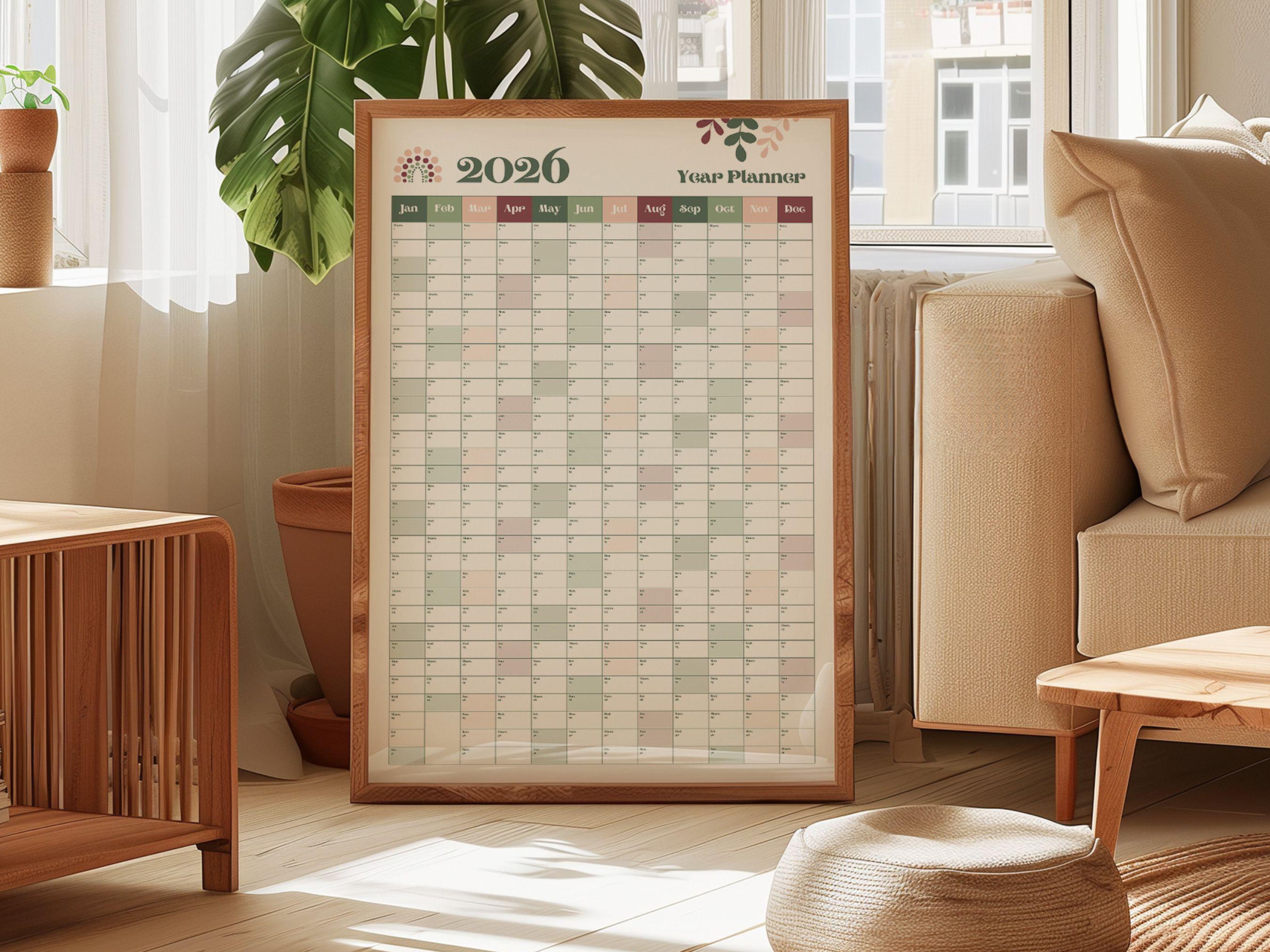 Sage Green 2026 Wall Calendar – Minimalist Aesthetic Calendar Poster ...