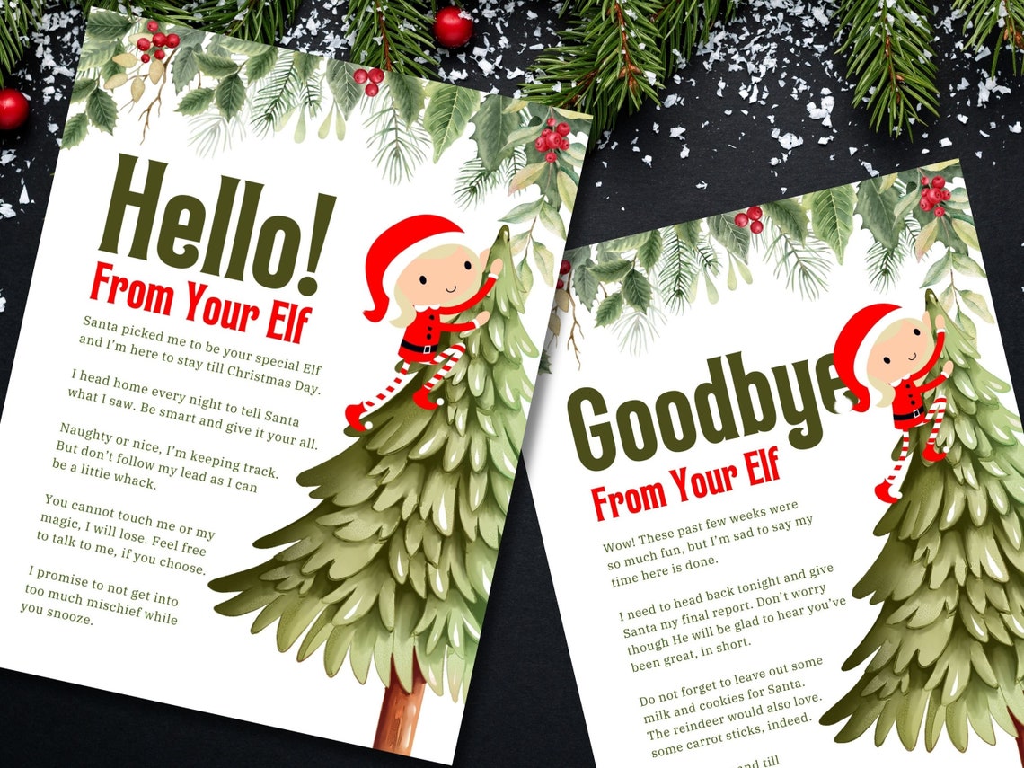 Elf Arrival & Goodbye Letter Kit: Printable Christmas Letters (digital ...