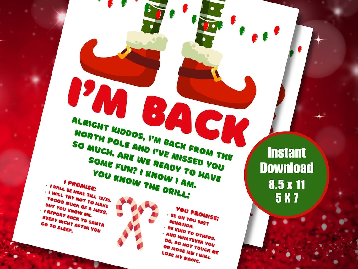 Elf Letter, Digital Download, I'm Back Letter, Elf Arrival Letter ...